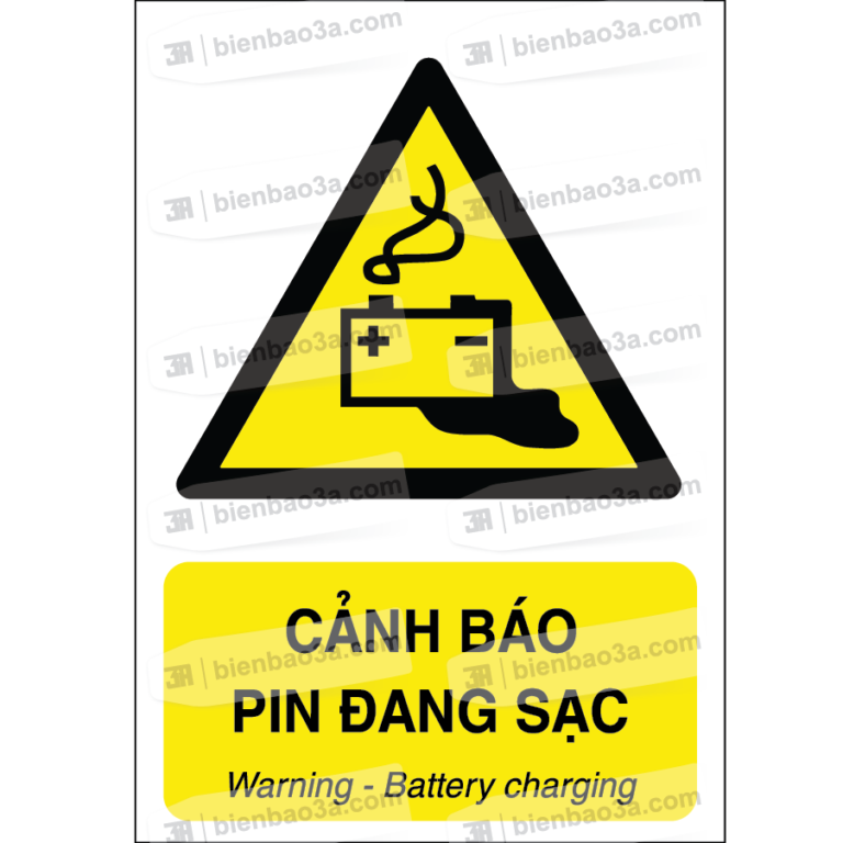 Biển cảnh báo nguy hiểm pin đang sạc - 3A Safety